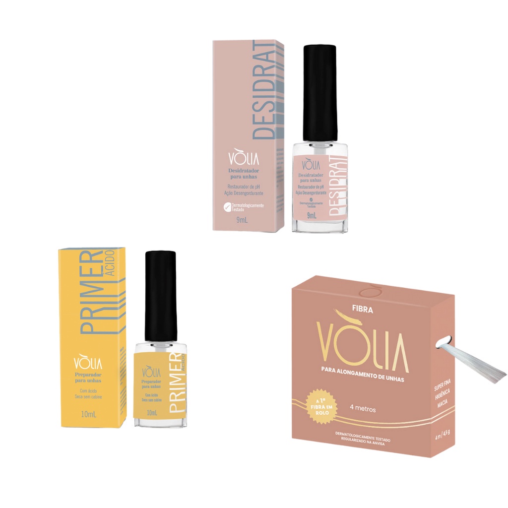 Kit Para Unhas Volia Primer Acido + Fibra + Desidrat | Shopee Brasil