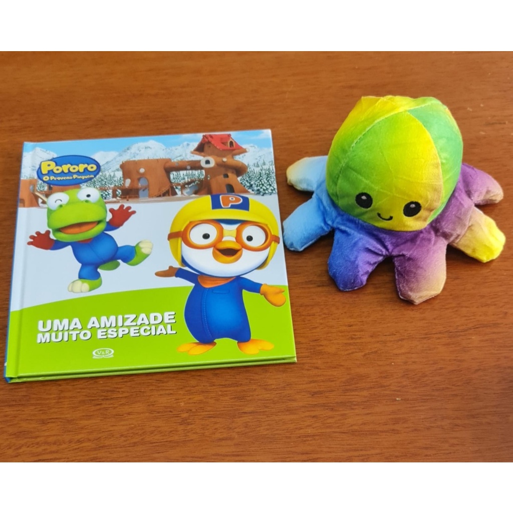 Kit Livro Pororo o pequeno pinguim Capa Dura + Polvo Reversível Feliz ...