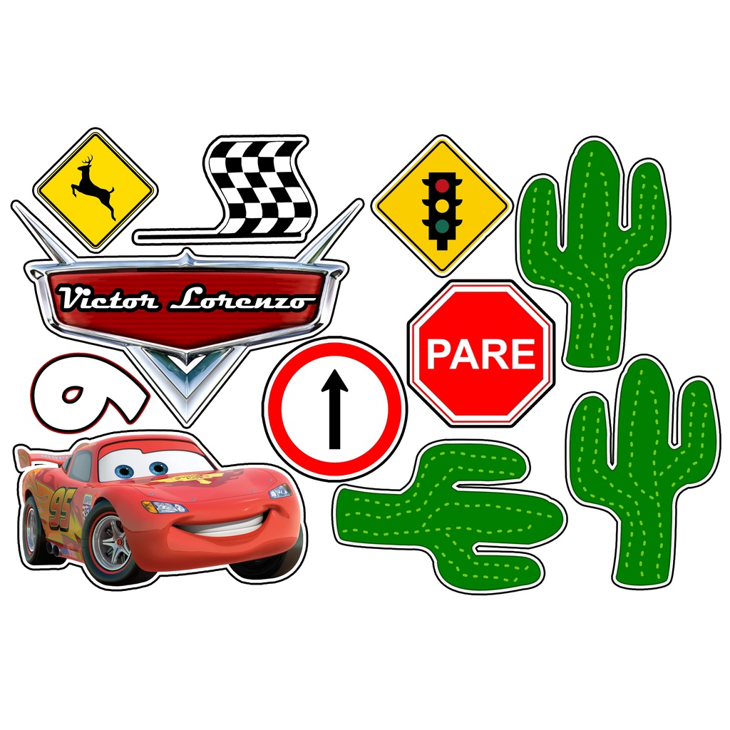 Topper para bolo CARROS personalizado | Shopee Brasil