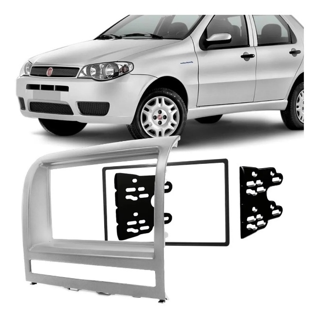 Moldura Painel DVD 2 Din MP5 Central Multimidia Fiat Palio Siena Strada Idea Prata | Shopee Brasil