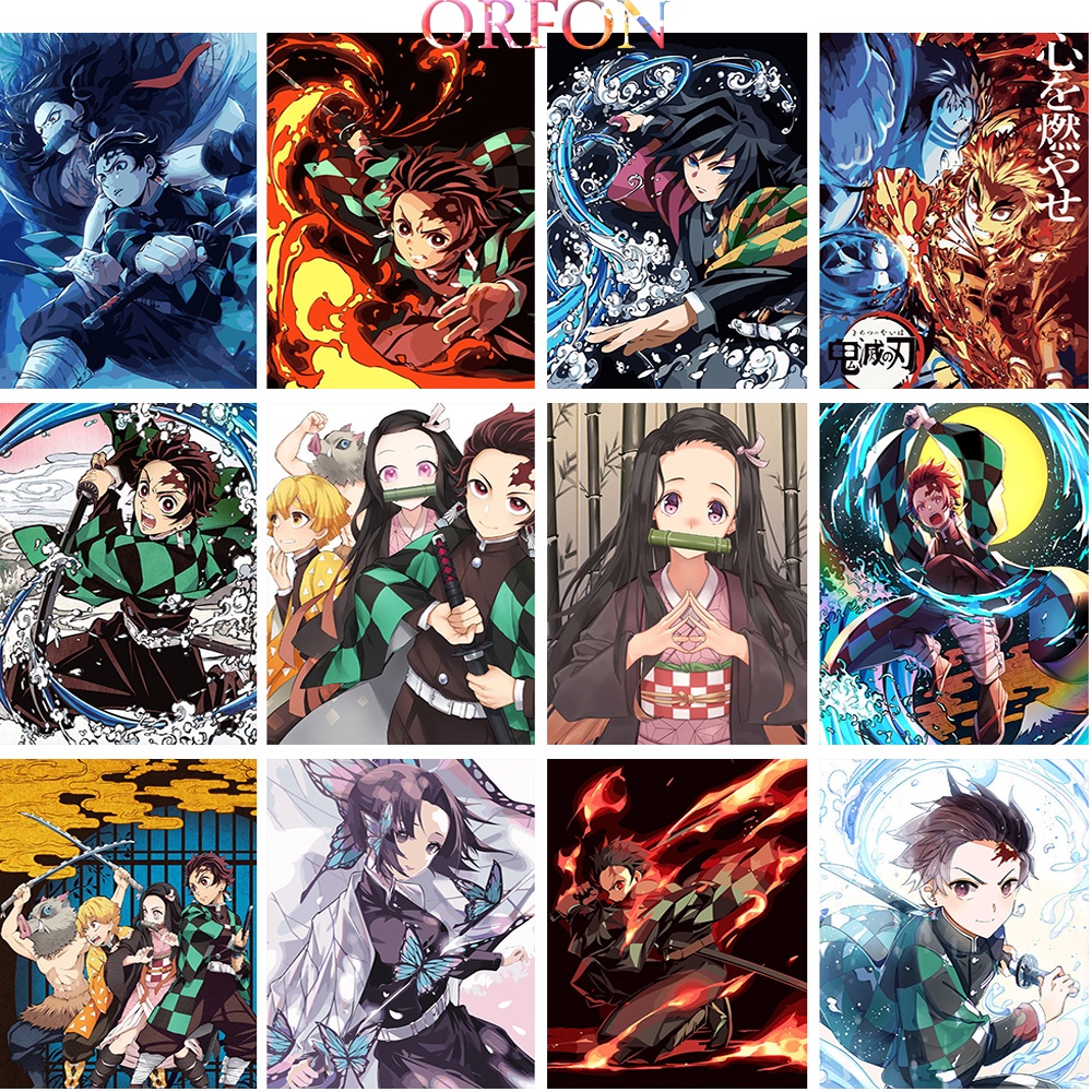 Pintura Anime Japonês Demon Slayer by Number DIY Pintura Por Números ...