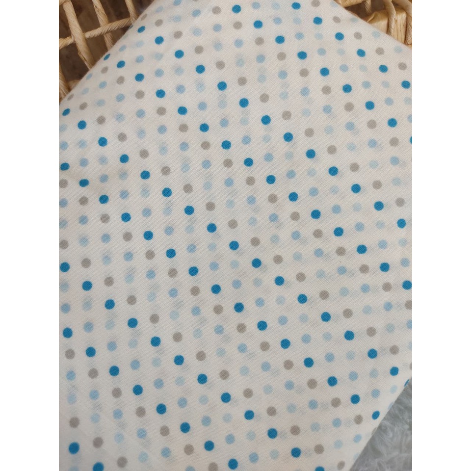 Tecido Tricoline Poá Azul e Cinza Fundo Branco 100% Algodão -0,25 cm x ...