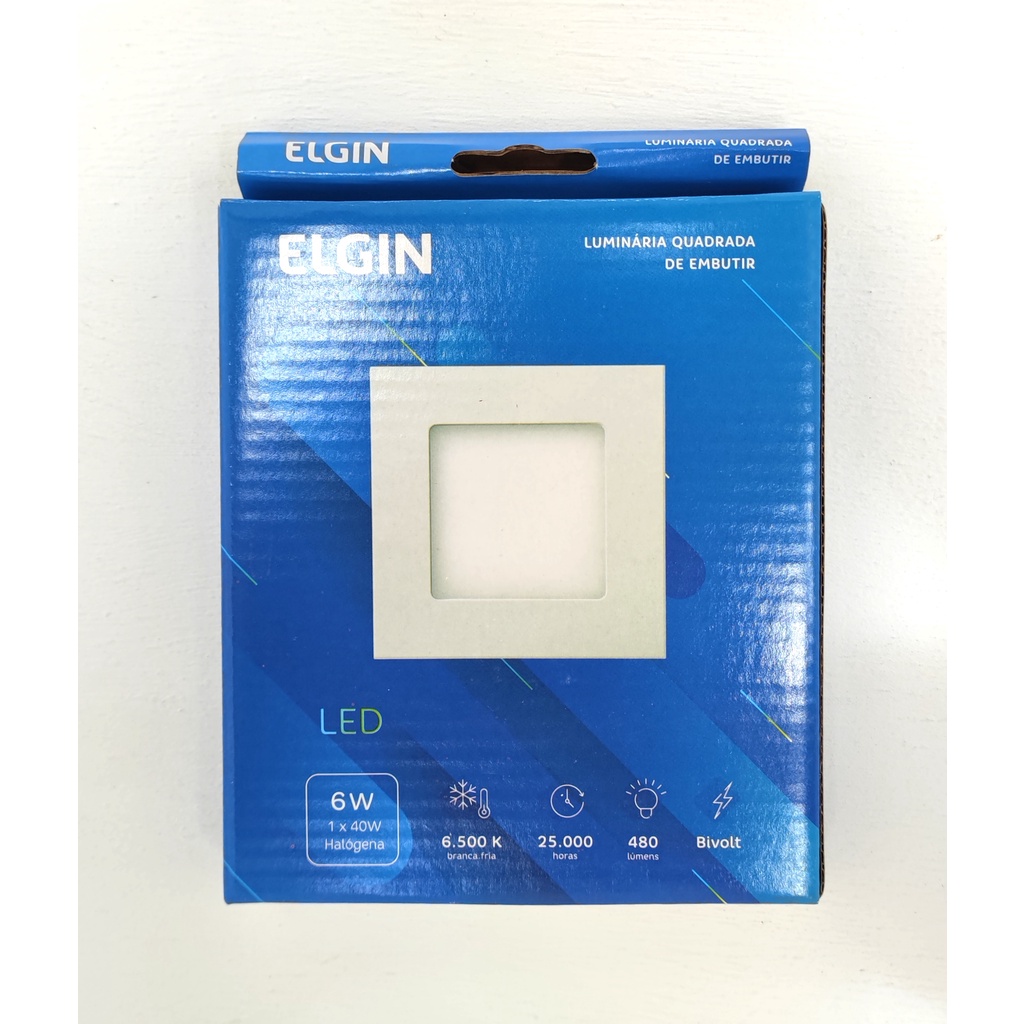 Luminária LED de Embutir 6W 6500K Slim Bivolt Branca fria Elgin | Shopee Brasil