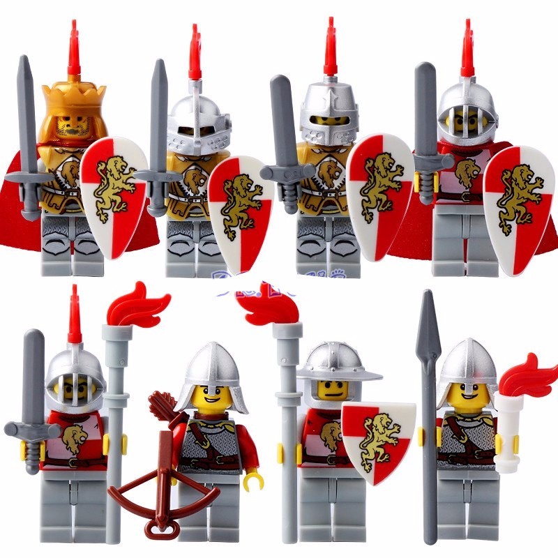 8 Bonecos Minifiguras Cavaleiros Medieval Guarda do Rei em Blocos de ...
