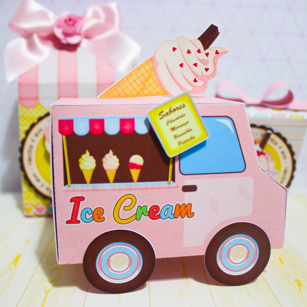 Caixa Van de Sorvete Personalizada Festa SORVETE ICE CREAM | Shopee Brasil