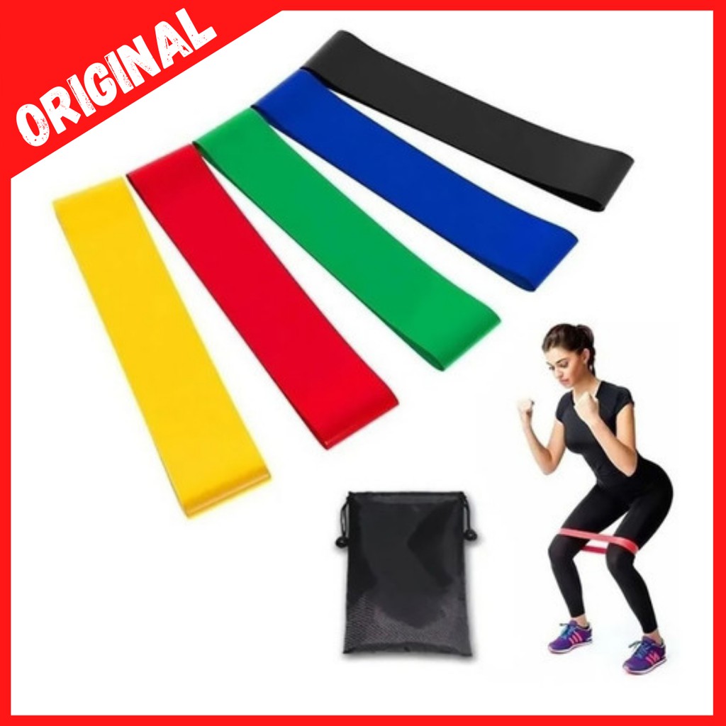 Kit 5 Banda Faixa Elastico Para Exercicios Band Treinos Fisioterapia ...
