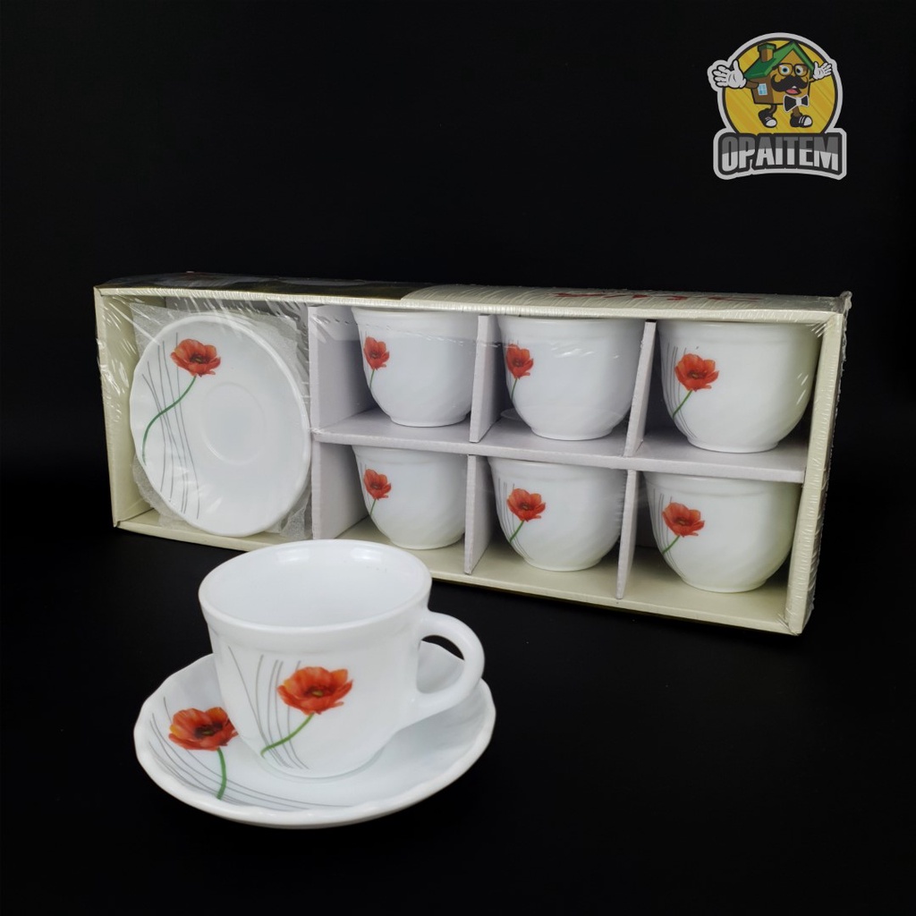 Conjunto de Xícaras com Pires Estampadas Classique 190ml Opaline C/ 6 Und | Shopee Brasil