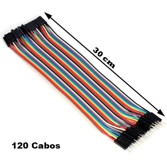 Cabo Wire Jumper 30cm 120 Fios Macho-macho Protoboard Arduino | Shopee ...