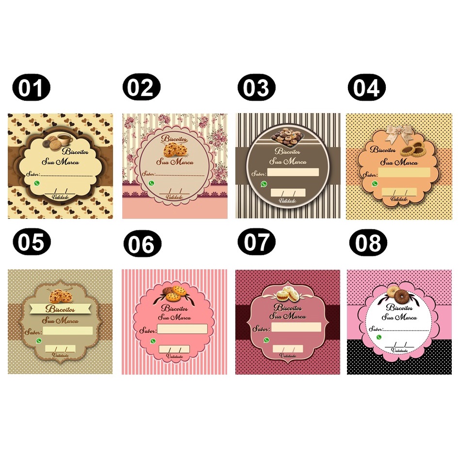 100 Etiquetas Adesivas Personalizadas P/ Biscoito 5x5cm | Shopee Brasil
