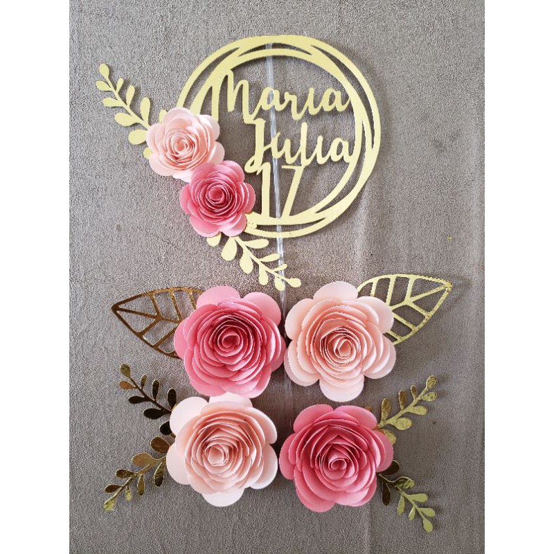 Topper circular com flores. | Shopee Brasil