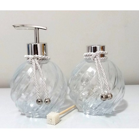 Kit Lavabo Saboneteira + Aromatizador de Ambiente em Vidro Modelo Bola ...