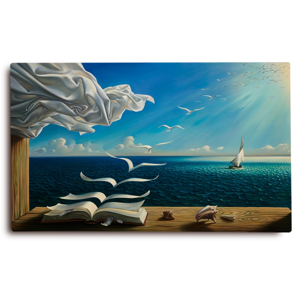 Quadro Salvador Dali As ondas livro veleiro Tela Acetinada | Shopee Brasil
