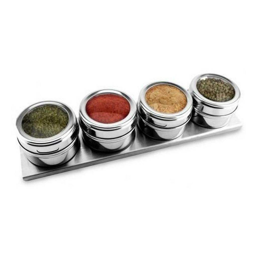 Kit 4 Porta Condimento Tempero Aco Inox Magnetico Ima | Shopee Brasil