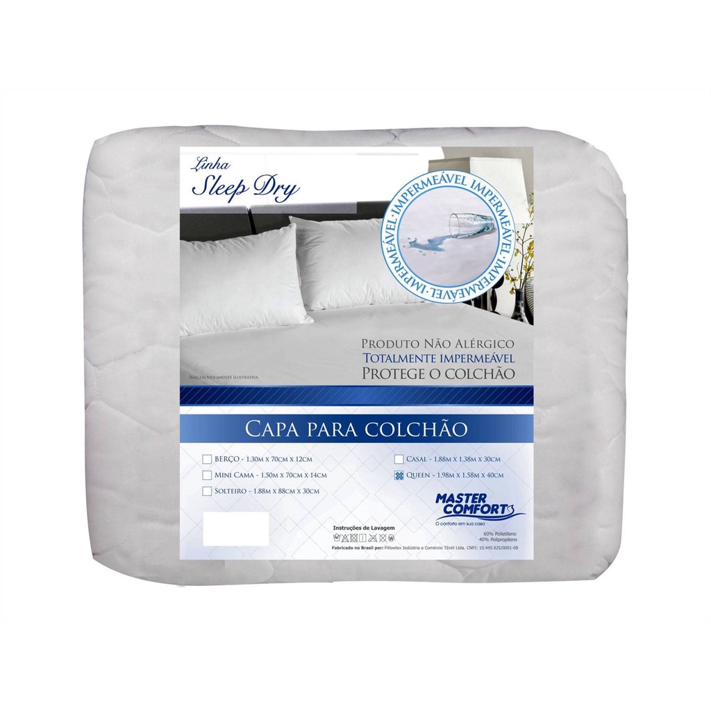 Capa Para Colchão Queen Cama Totalmente Impermeável Master Comfort ...