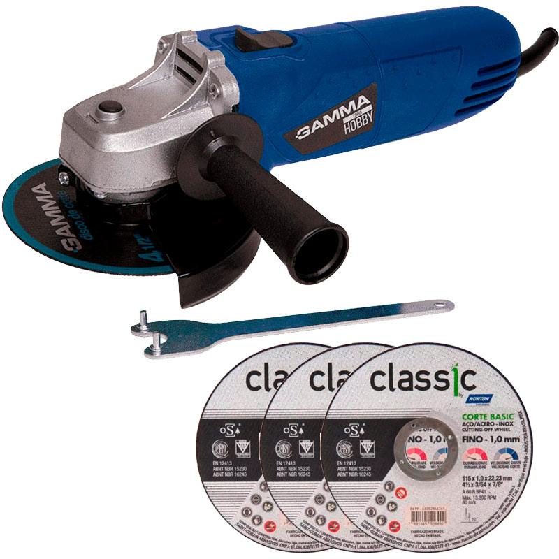 Esmerilhadeira Angular 4.1/2 POL 500W GH1401/BR GAMMA + Kit Discos ...
