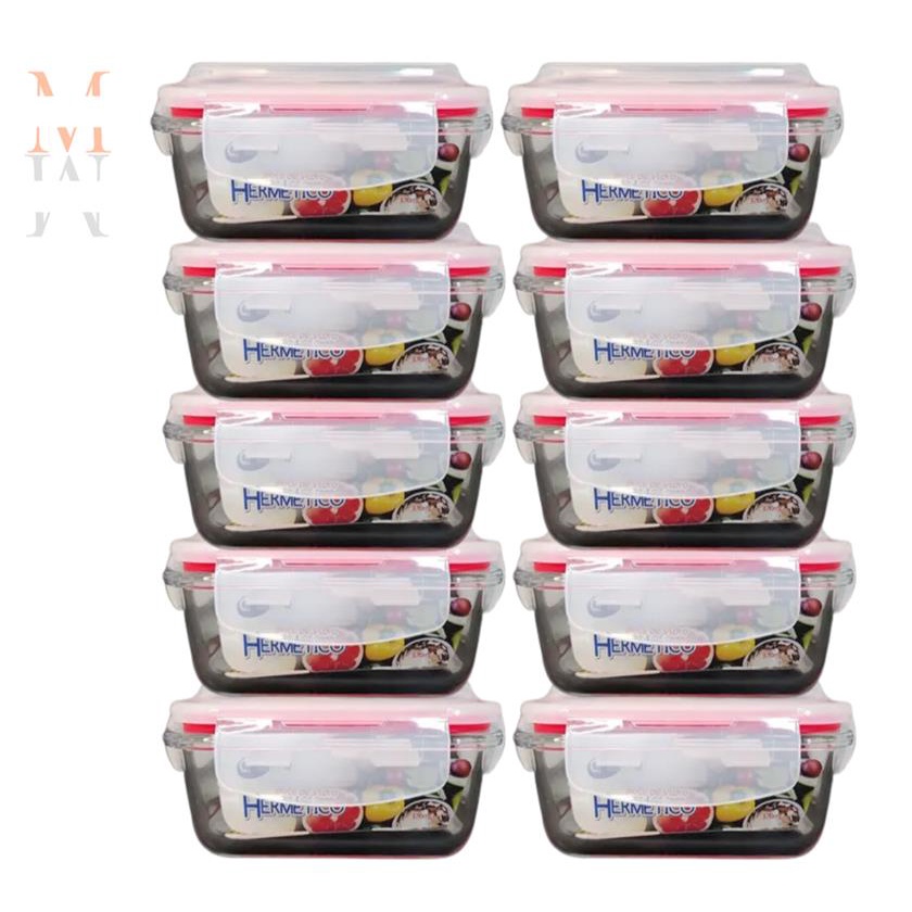 Kit 10 Pote Hermetico De Vidro Retangular 370ML | Shopee Brasil