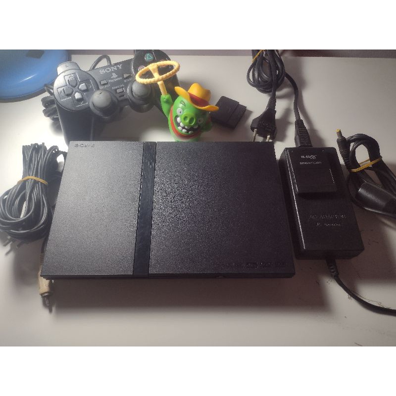 Ps2 Slim - Memory card com opl - Controle original - cabo av original ...