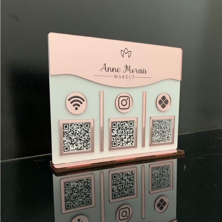 placa pix qr code acrílico espelhada, logo personalizada | Shopee Brasil