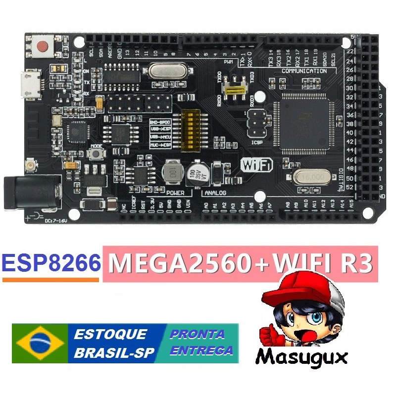 Arduino Mega 2560 R3 Esp8266 Wifi Compatível Com Esp01 Wi Fi Nodemcu