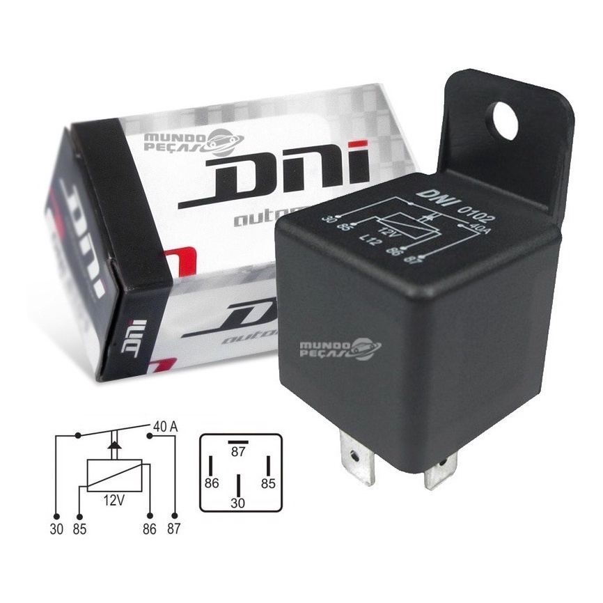 Rele Auxiliar Universal 40a 12v 4 Pinos C/ Suporte - Dni0102 | Shopee ...
