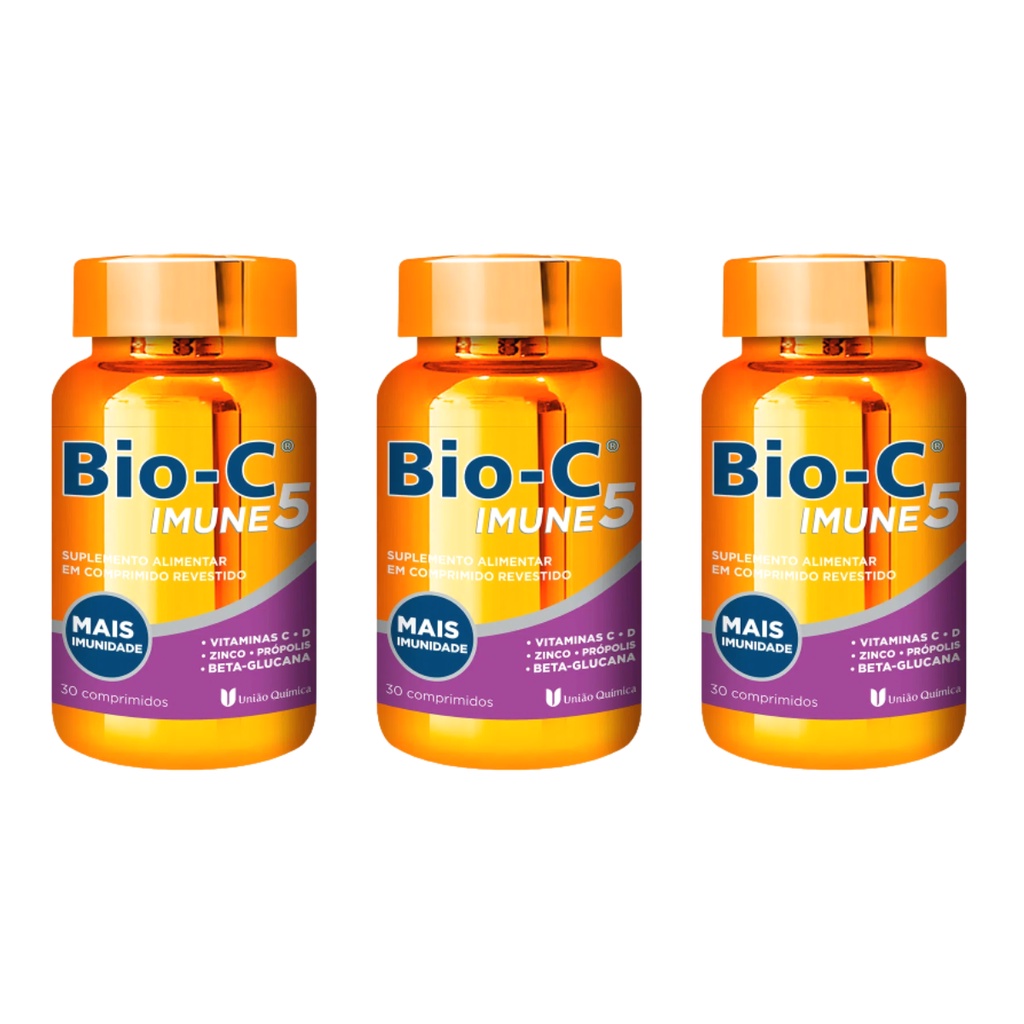Kit C/3 Bio-C Imune 5 Vitaminas 30 Comprimidos União Química | Shopee ...
