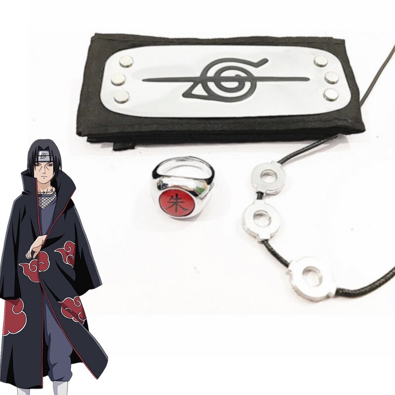 Akatsuki Naruto Uchiha Itachi Colar Acessórios Cosplay Anel Headband ...