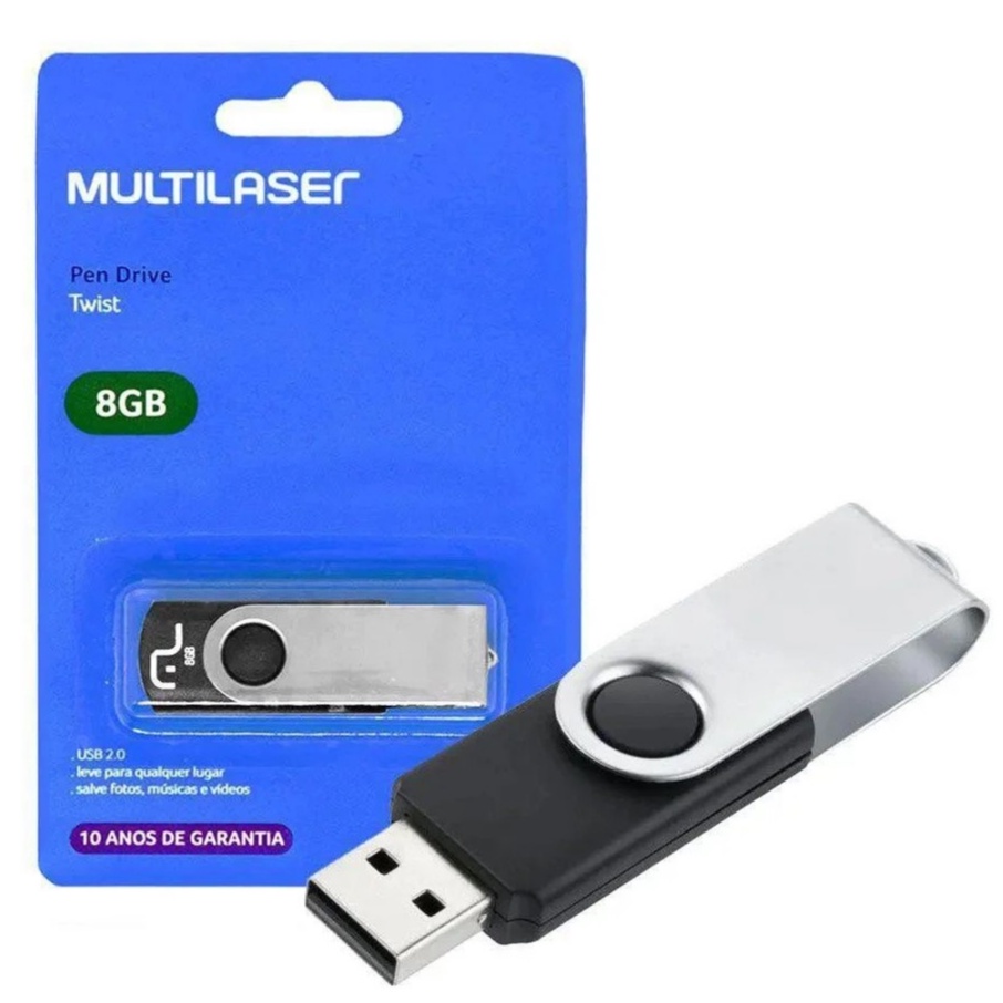 Pendrive 32gb / 16gb / 8gb Multilaser 2.0 USB Twist Leitura 10MB/s e ...
