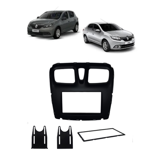 Moldura Painel DVD 2 Din MP5 Central Multimidia Renault Logan Sandero Preto Fosco | Shopee Brasil