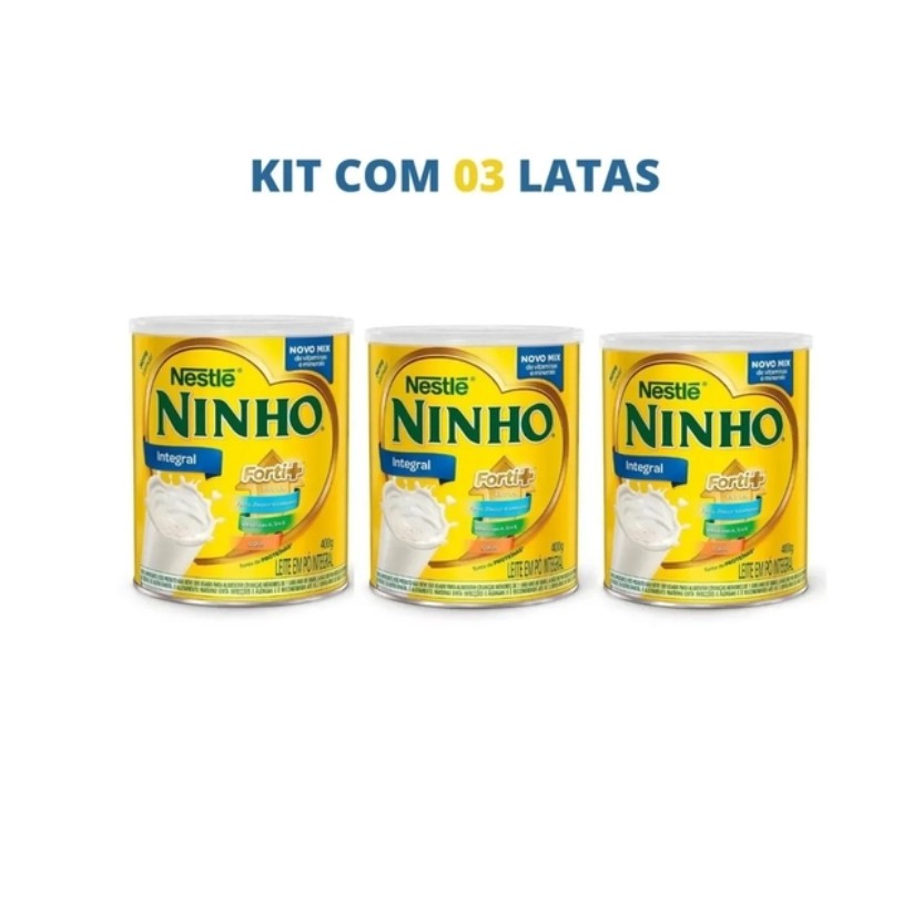 Kit Leite em Pó Ninho Integral 400g c/ 3 unidades | Shopee Brasil