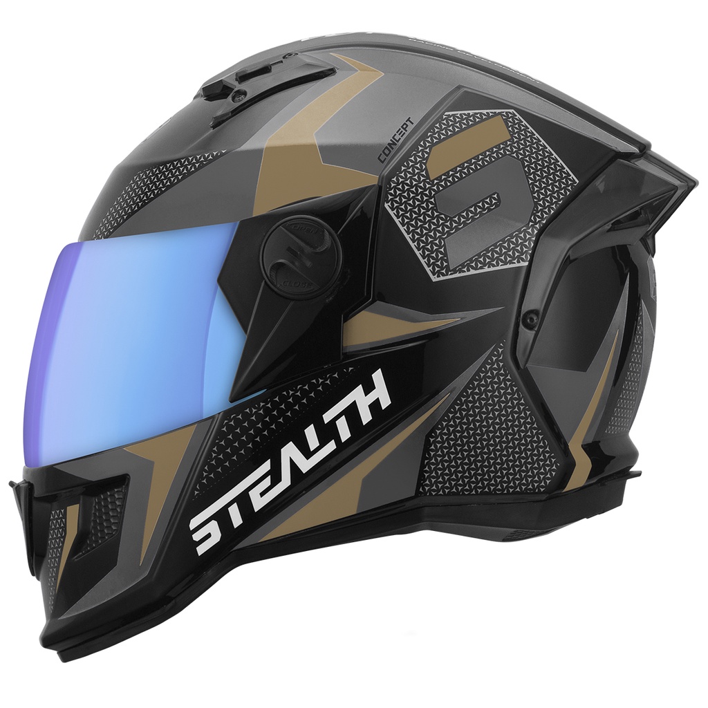 Capacete Fechado Modelo Stealth Concept Brilhante Viseira Camaleão Novo ...