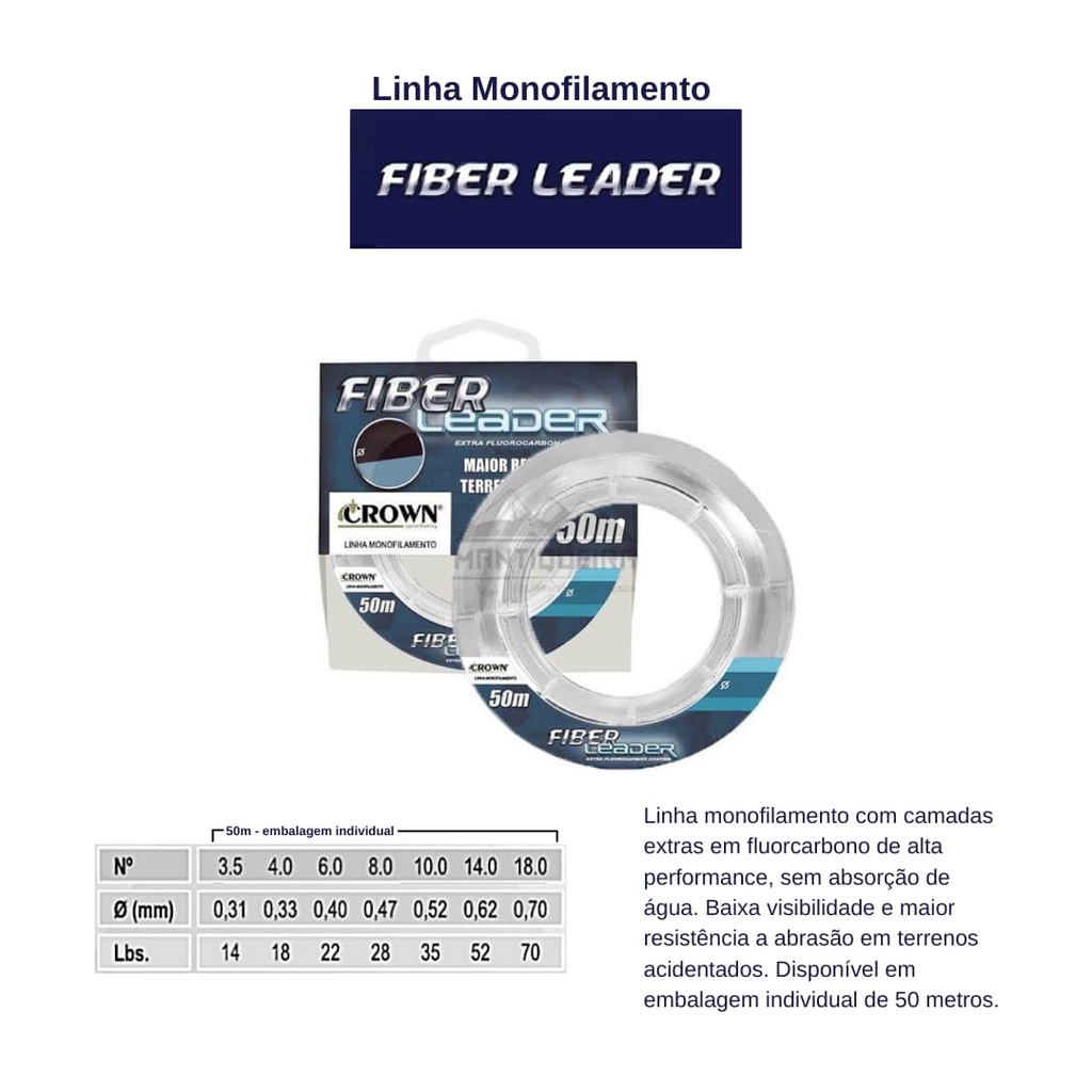 Linha Fiber Leader Crown 50mt | Shopee Brasil