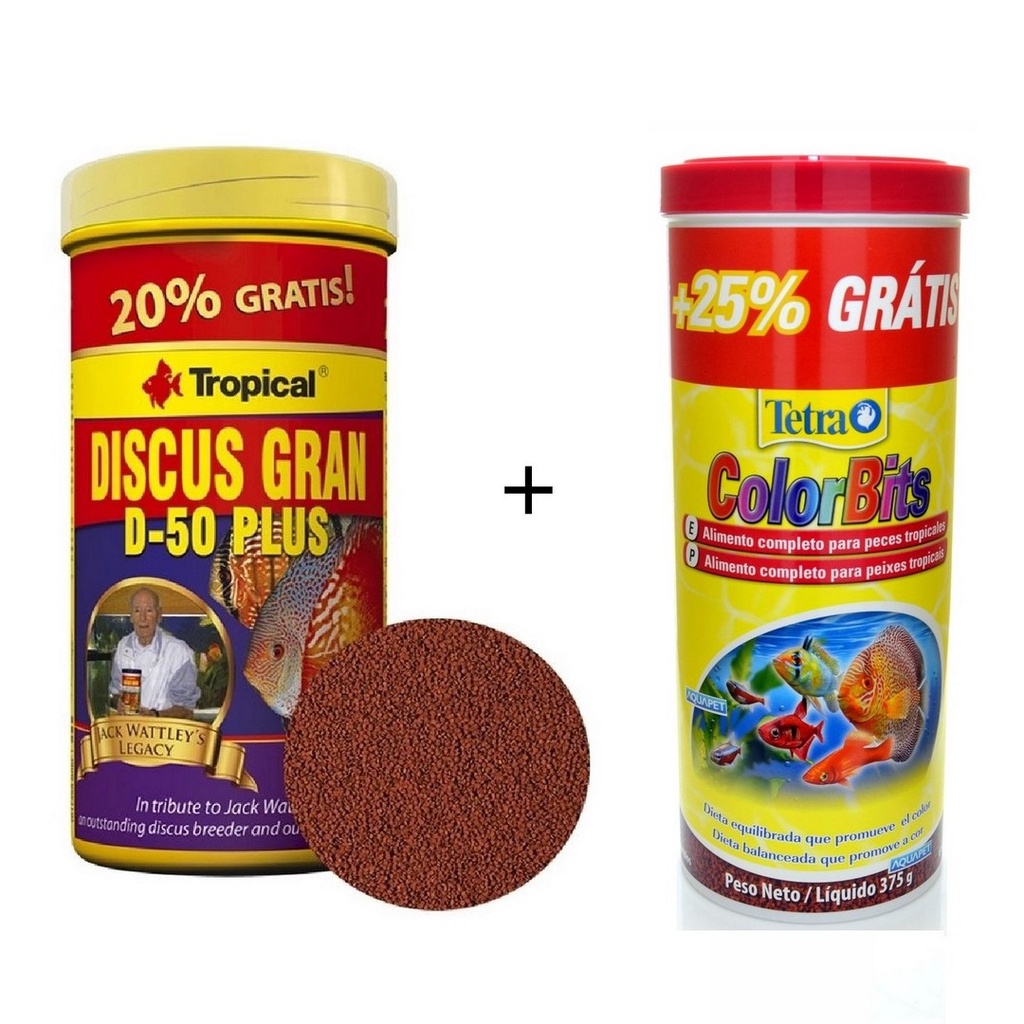 Kit Discus Gran D-50 132g Tropical+Colorbits Gran 375g Tetra | Shopee Brasil
