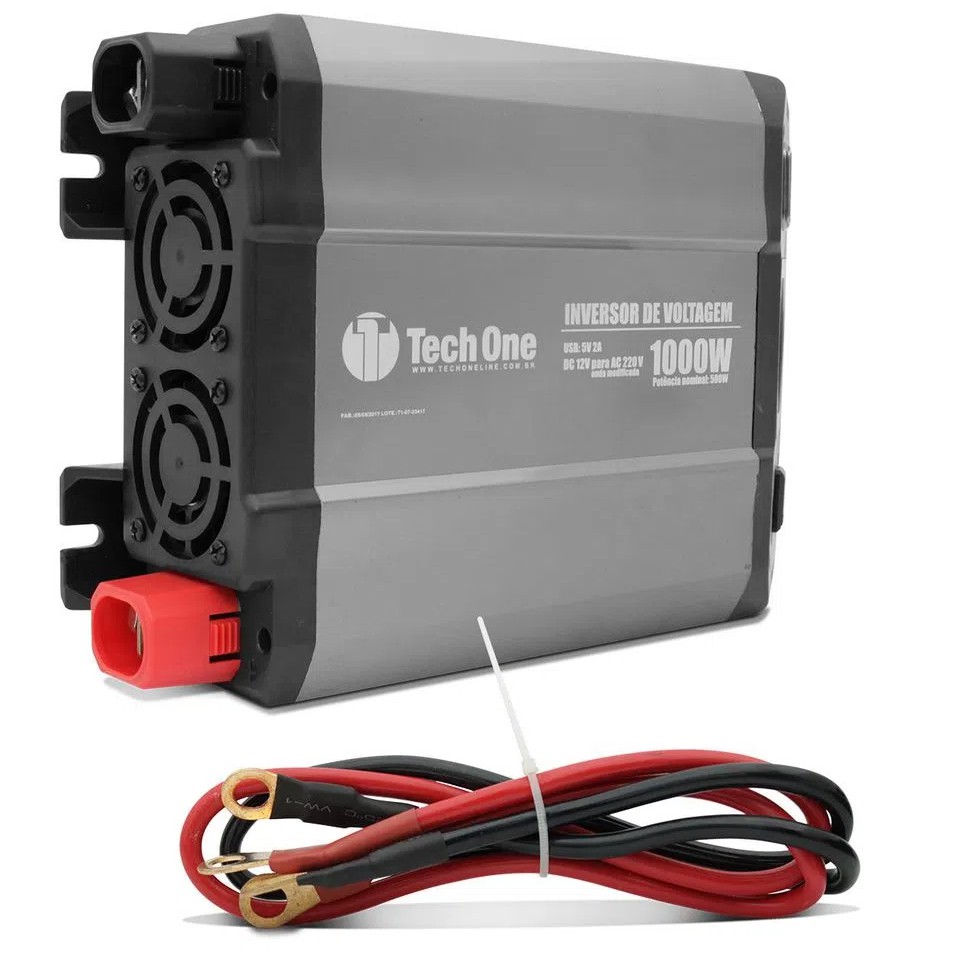 Inversor Tech One 1000W 12V para 220V Conversor Tomada USB | Shopee Brasil