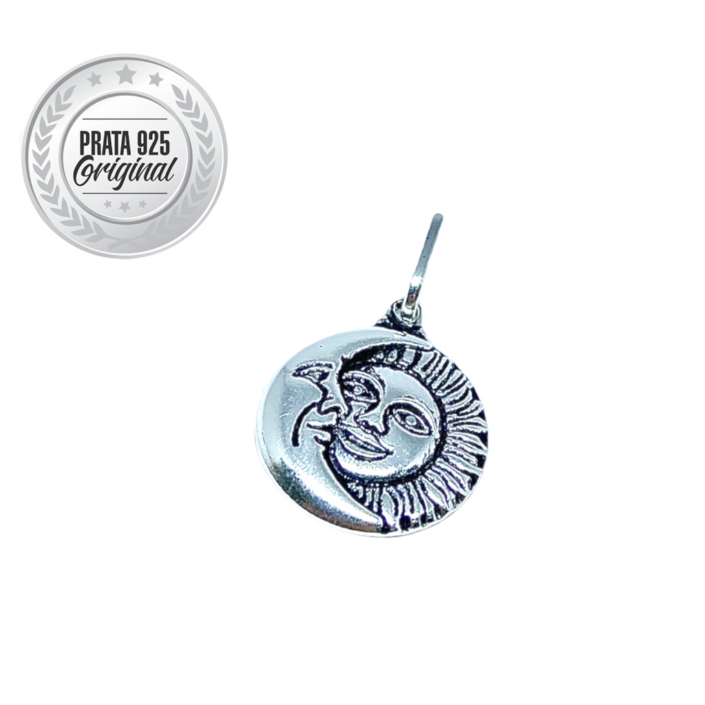 Pingente De Prata 925 Sol e Lua Prata Bali | Shopee Brasil