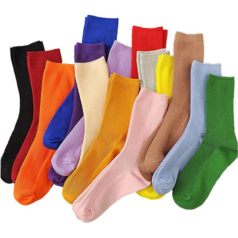 Meias De Algodão Coloridas Fluorescentes De Cores Únicas Vintage Mid ...