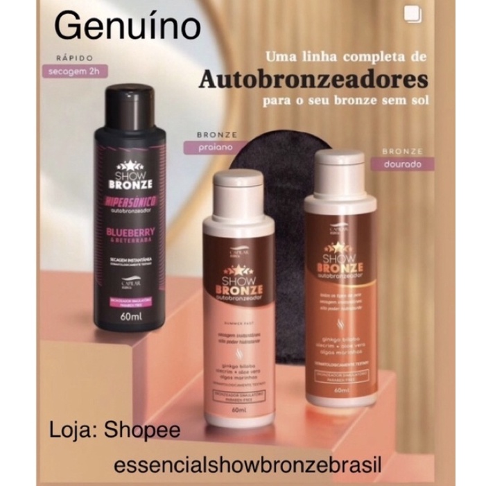 KIT AUTO BRONZEADOR SEM SOL 7 unidades 60ml show bronze | Shopee Brasil