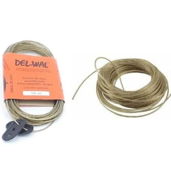 1 Varal em Aço Revestido 10 Metros Super Resistente Multiuso Del-Wal ...