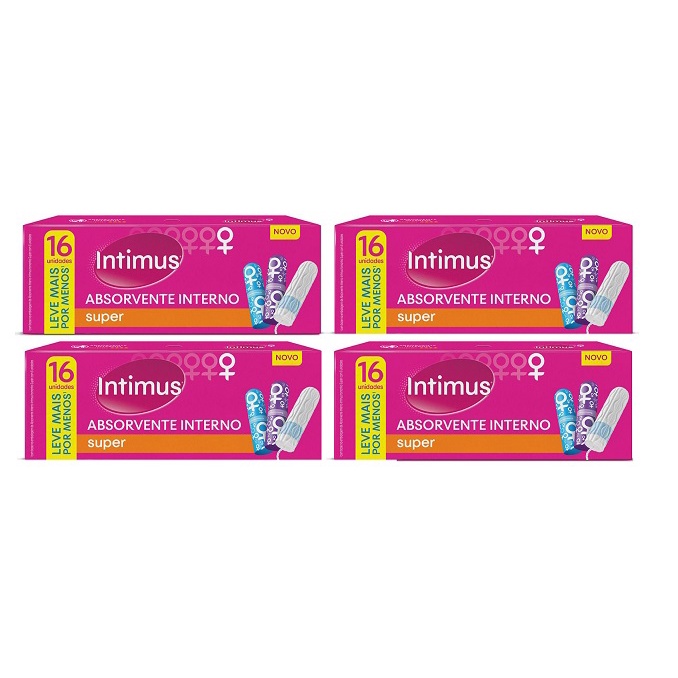 Kit Com 4 Absorvente Interno Intimus Super Com 16 Unidades | Shopee Brasil