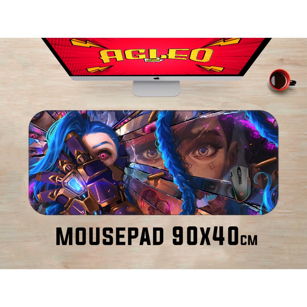 Mouse Pad Gamer Jinx LOL League Of Legends Arcane Extra Grande 90x40cm ...
