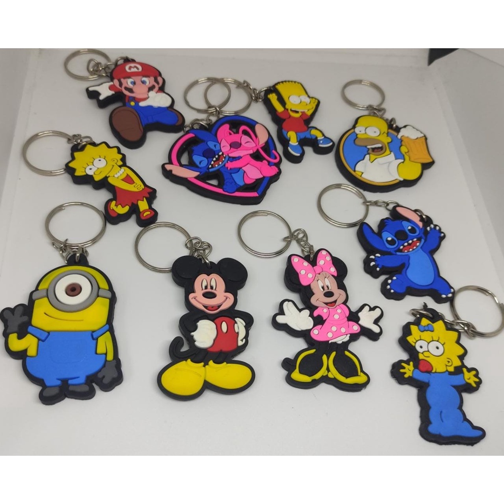 Chaveiro Emborrachado Minnie, Mickey, Minions, Simpsons Bart, Lisa ...