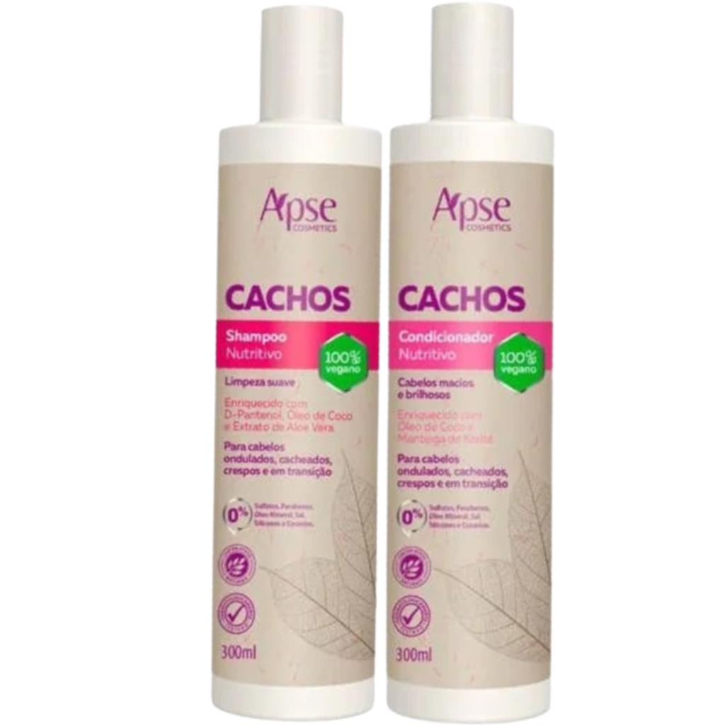 Kit Apse Cachos Shampoo e Condicionador Nutritivo 300ml cada para Cabelos Ondulados Cacheados ...