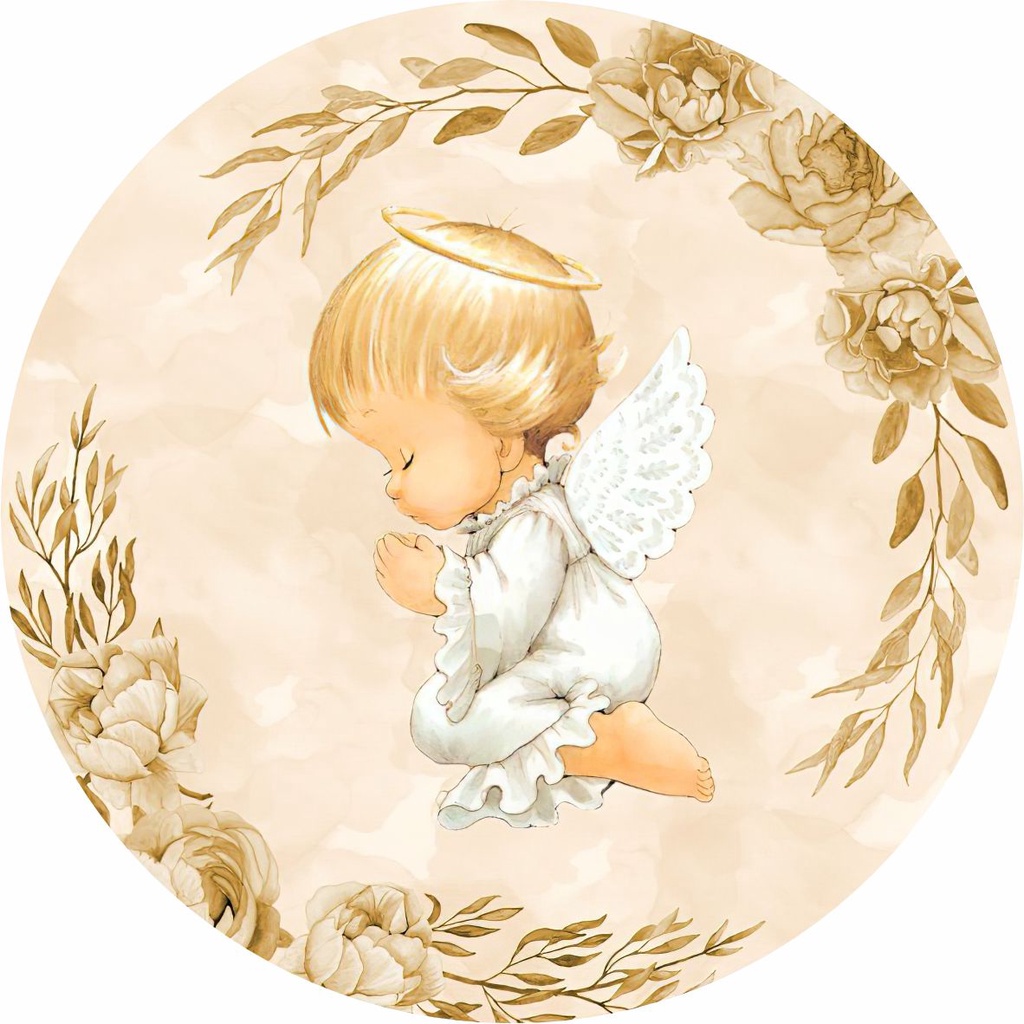 Painel Redondo Tecido Sublimado Batizado Anjinho 4 | Shopee Brasil