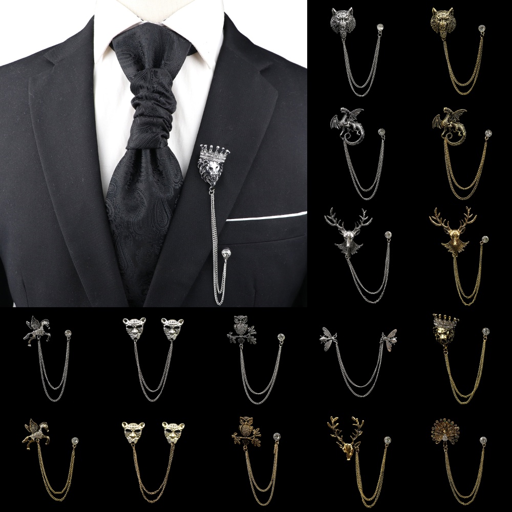 ZONFAZ Fashion Tassel Brooch Pins For Men Suit Shirt Colarinho Corrente ...