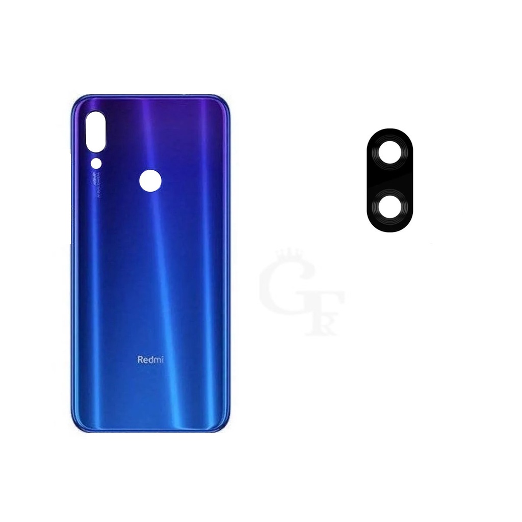 Tampa Vidro Traseira Compatível Xiaomi Redmi Note 7 Azul + Lente da ...