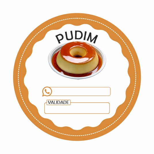 Etiquetas Adesivo Vinil Pudim Sobremesas Personalizados 4cm diâmetro ...
