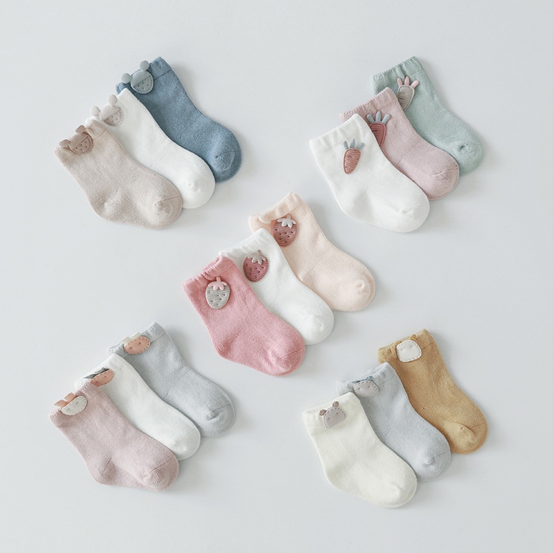 3 Pares/Mola Outono Novas Meias Para Bebês De Algodão Puro Acessórios ...