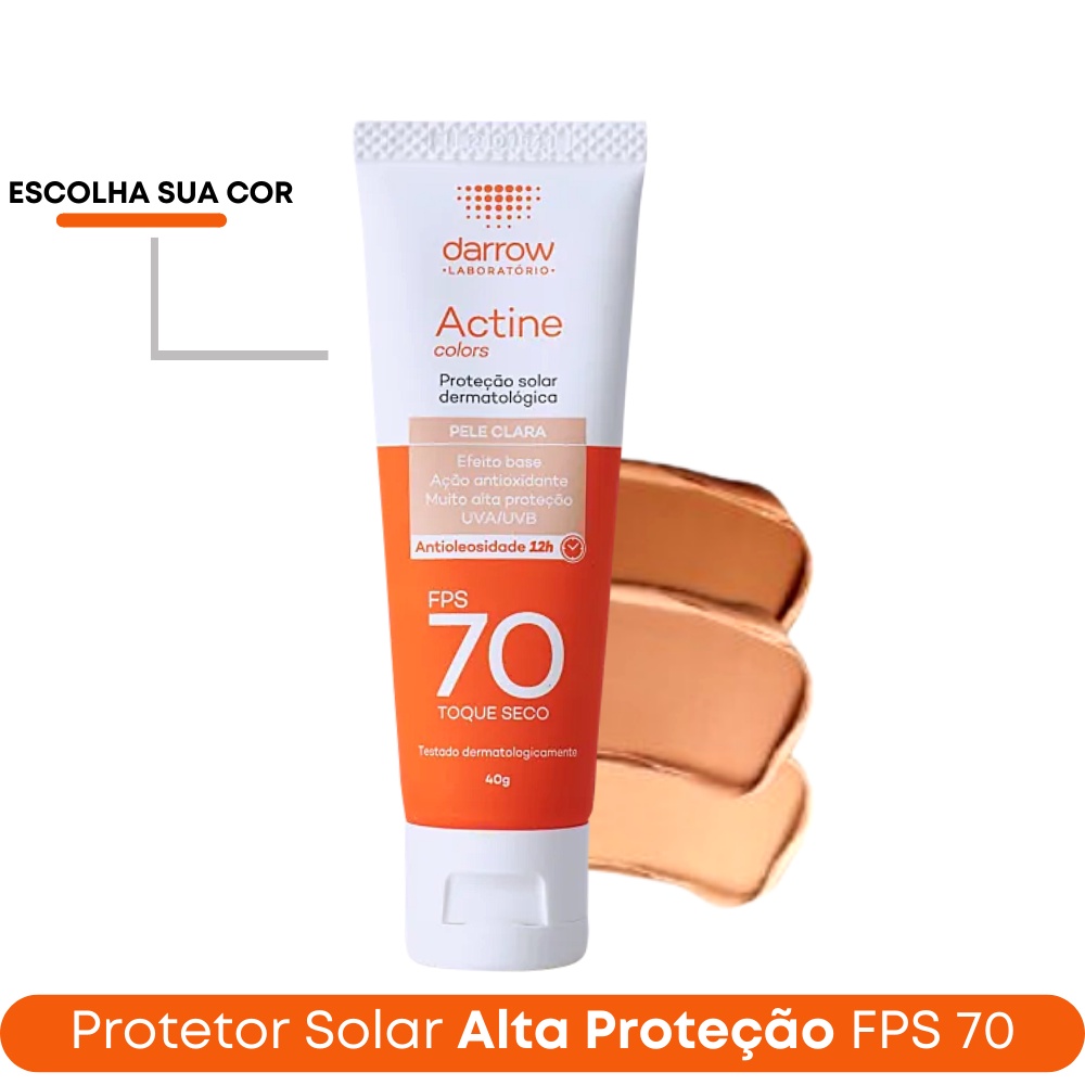 Protetor Solar Com Cor FPS 70 Alta Proteção Actine Colors Cor Clara ...