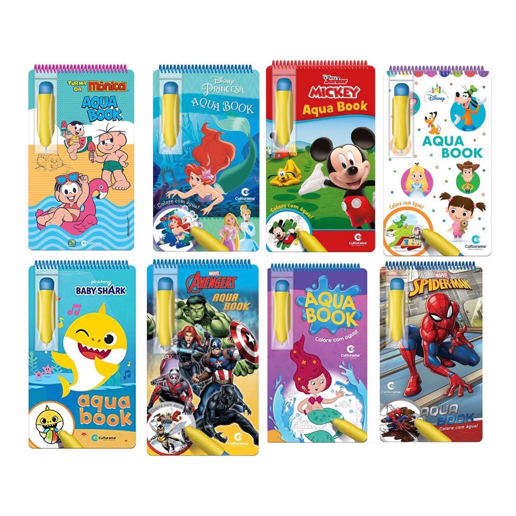 Aqua Book pintar com água muita diversão Livro Aquabook Desenhos Para ...