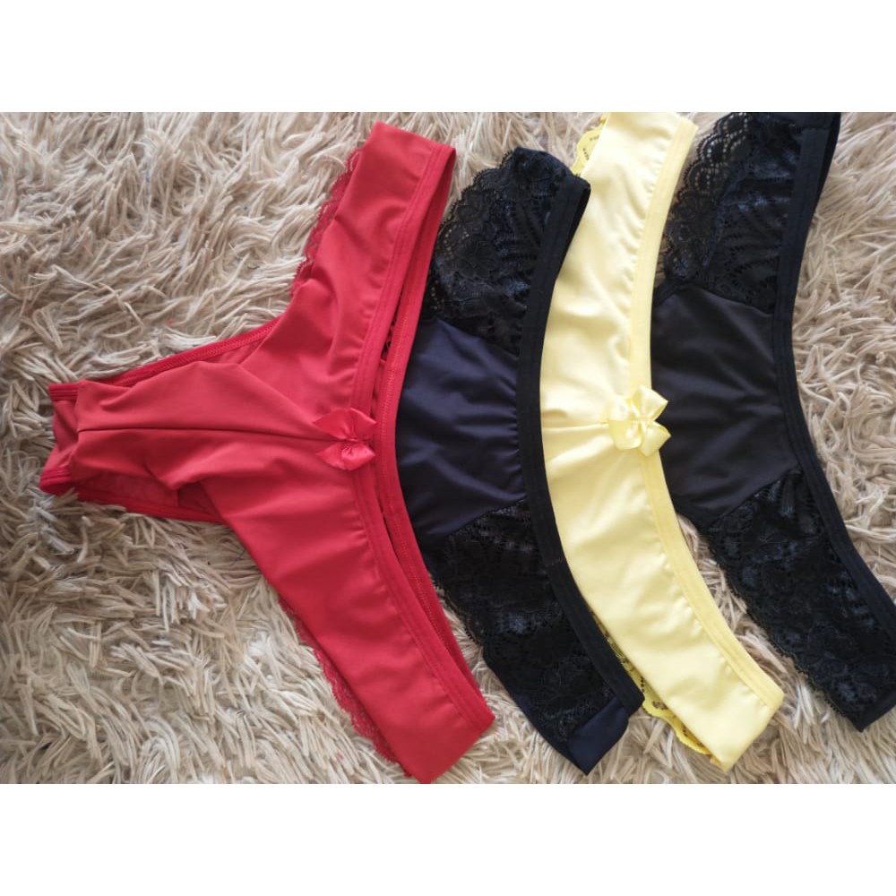 Kit Com 3 Calcinha Fio Duplo Plus Size | Shopee Brasil