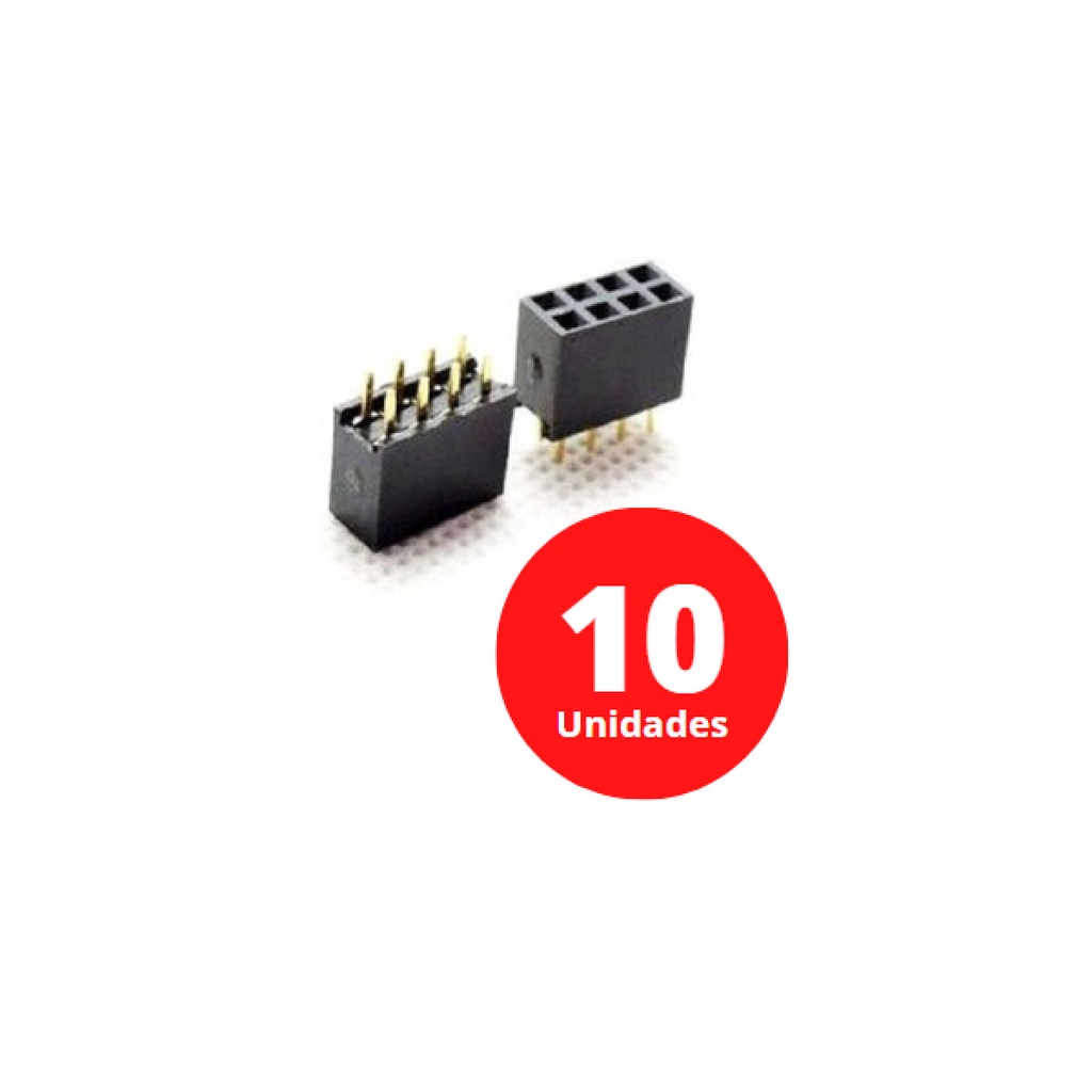 Esp01 Esp8266 Conector 10 Unidades Header Femea Duplo 2x4 Pinos 2,54mm ...
